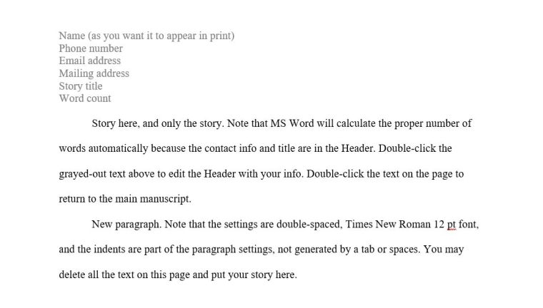 Sample Story Format – Spark Flash Fiction